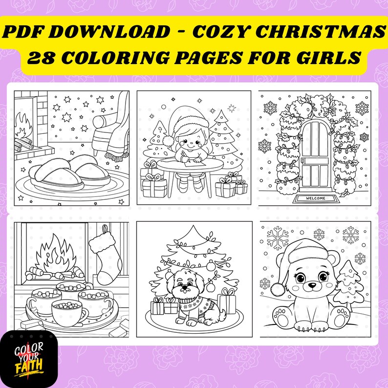 Cozy Girl Christmas Coloring Pages – Relaxing Printable Designs for ...