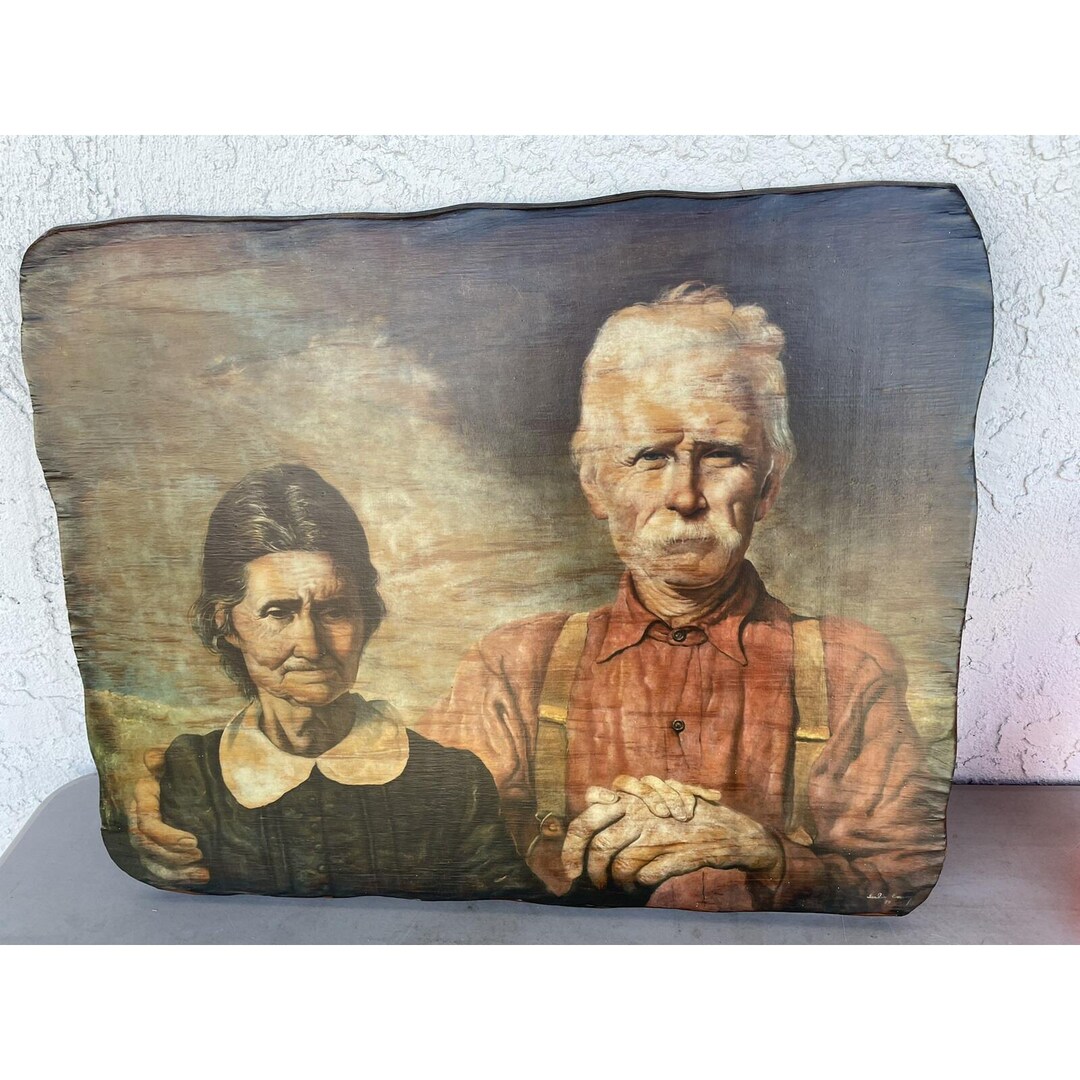 Vtg Leslie Emory Print This is My Love 24 X 18 Old Couple Country Folk ...
