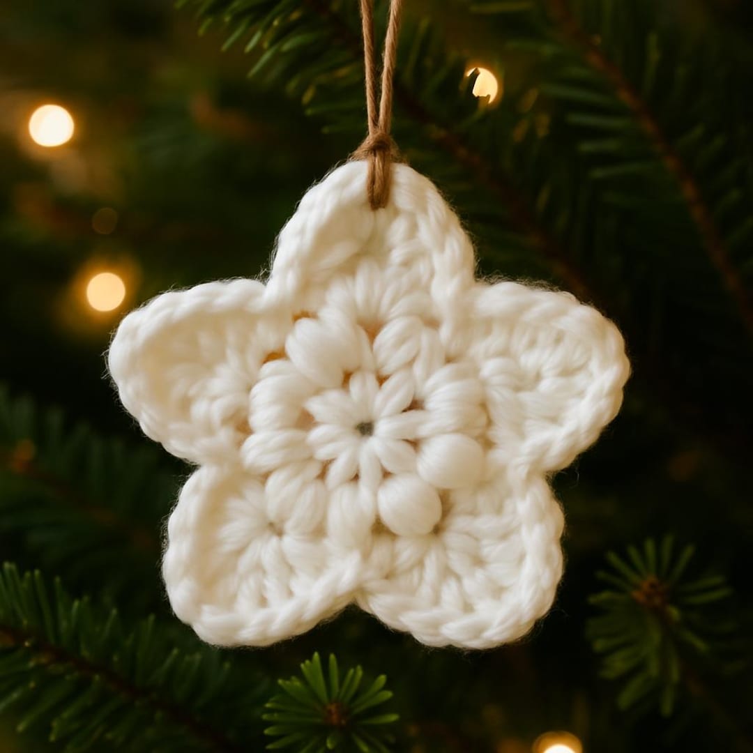 Christmas Star Crochet Ornament Pattern PDF, Puff Stitch Holiday Decor ...