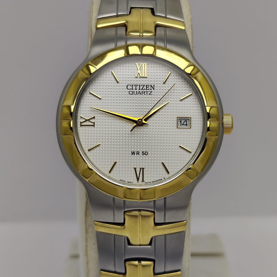 CITIZEN QUARTZ WR 50 Gold & Silver 36 Mm White Dial Original Elegant ...
