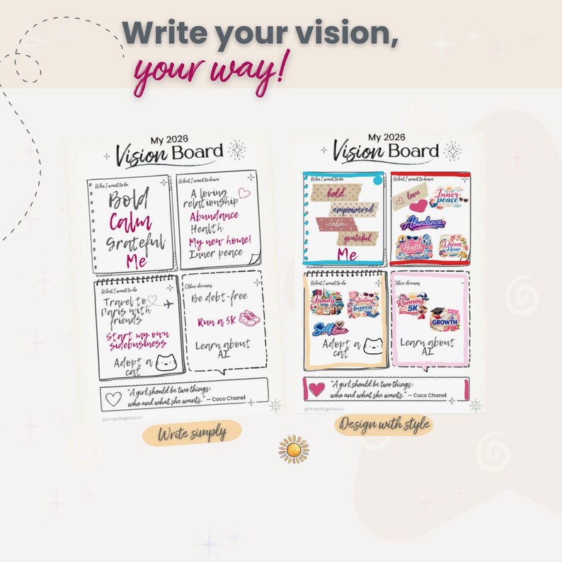 Printable 2026 Vision Board | Inspiration Board | Dream Journal Pages ...