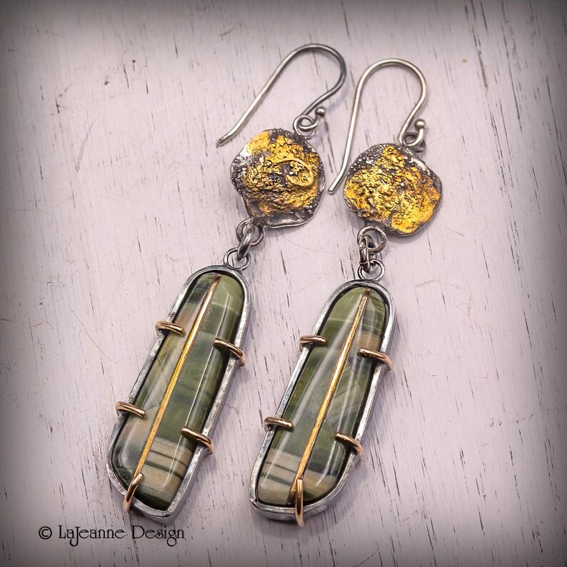 Ricolite Intarsia 18K & 24K Gold Keum Boo Sterling Silver Earrings ...