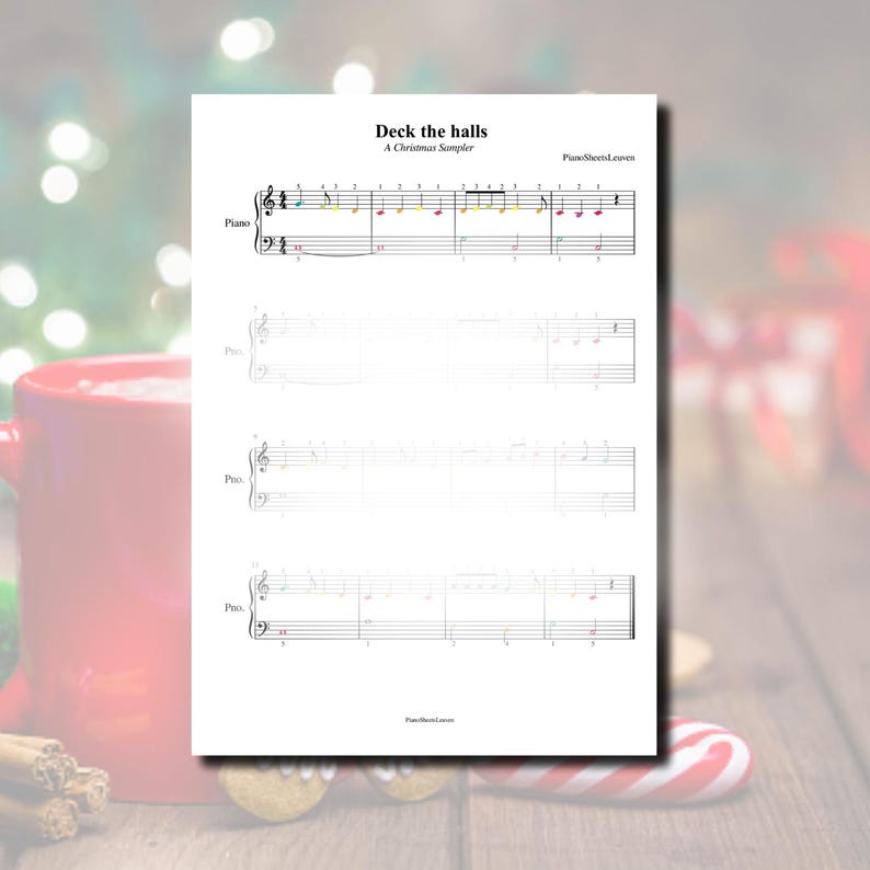 Deck the Halls | Easy Piano Sheet Music Grade 2 | PDF Instant Download ...