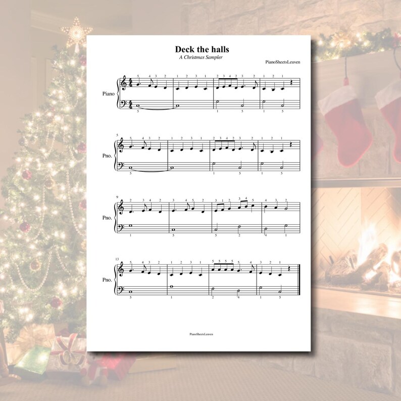 Deck the Halls | Easy Piano Sheet Music Grade 2 | PDF Instant Download ...