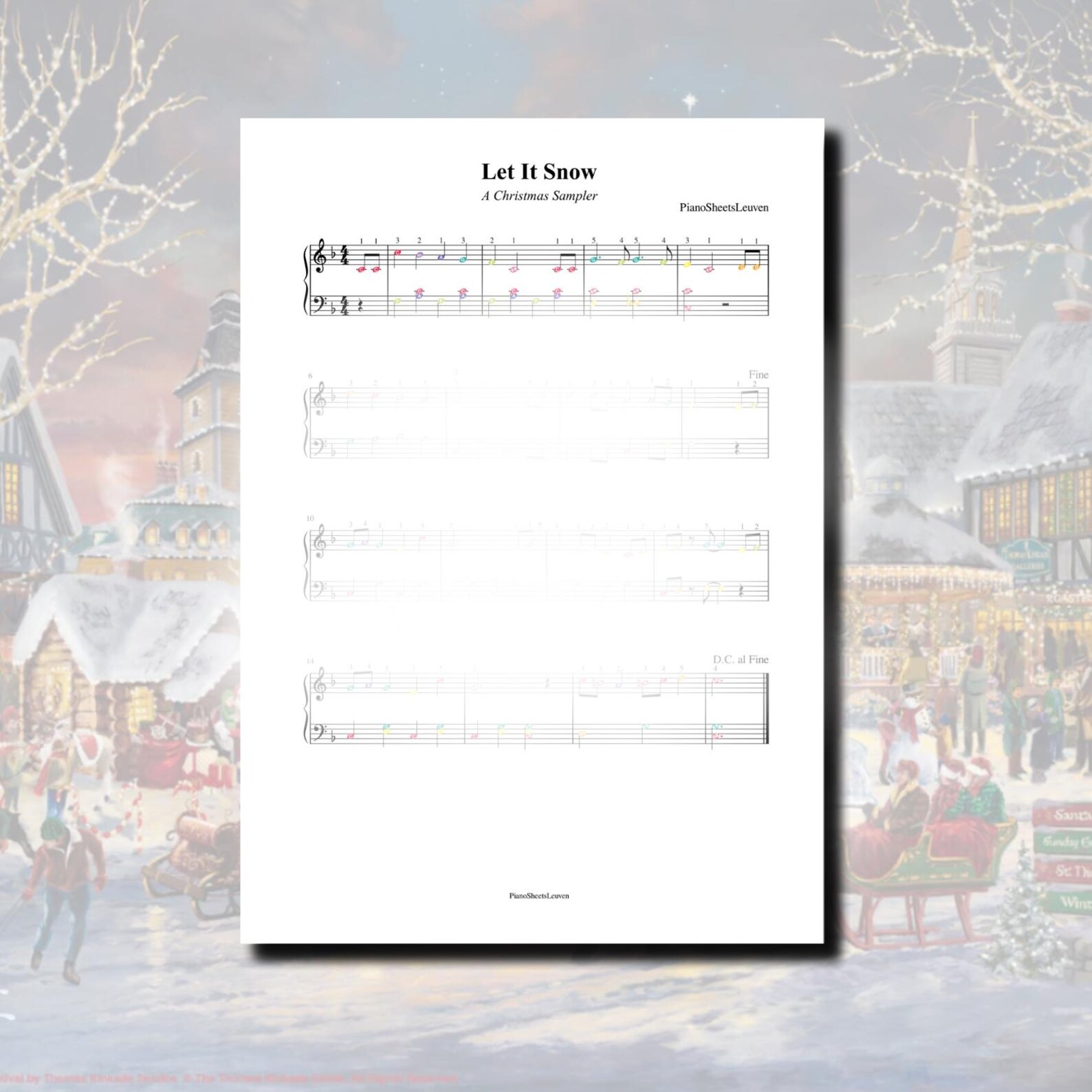 Let It Snow | Easy Piano Sheet Music Grade 2 | PDF Instant Download - Etsy