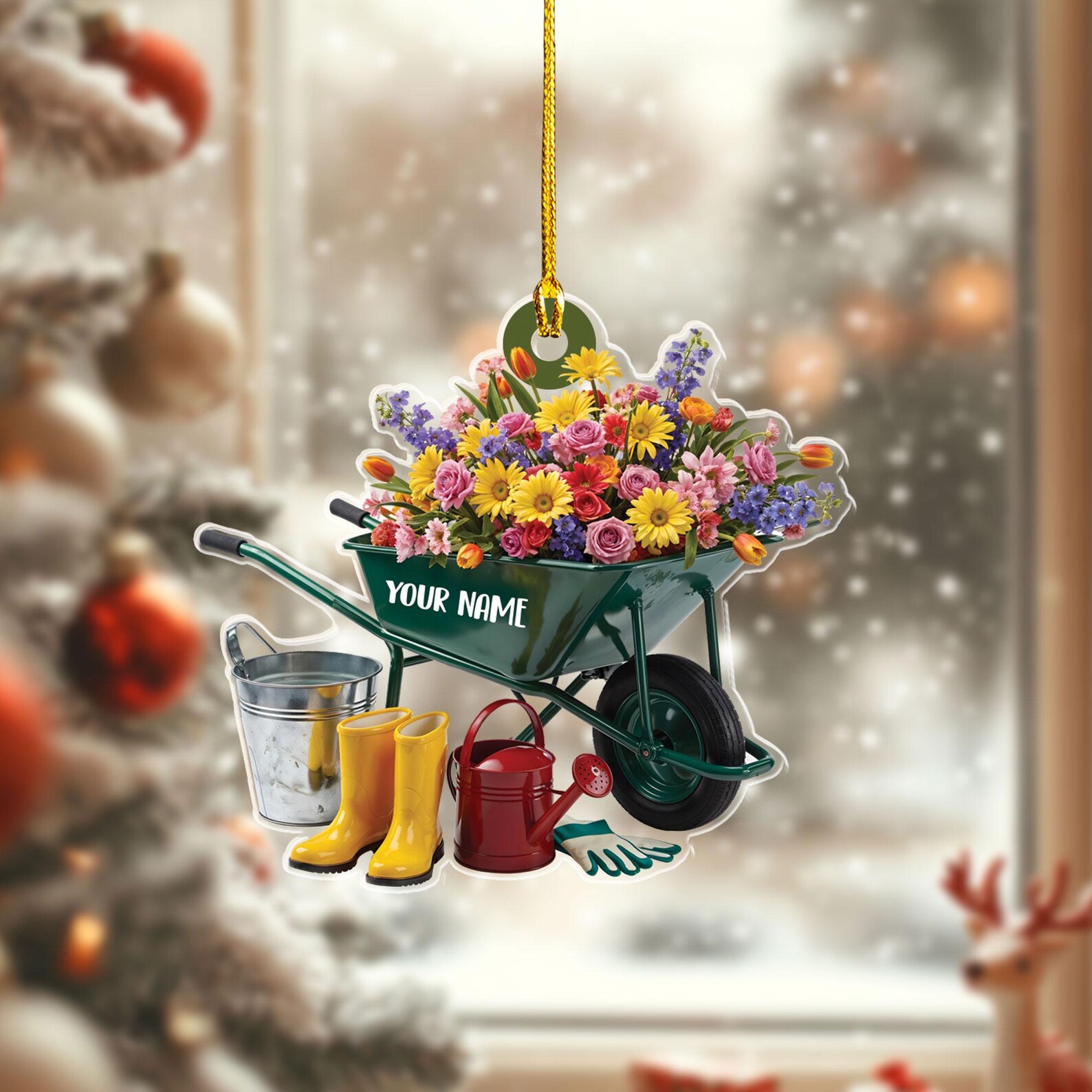 Custom Gardener Wheelbarrow Ornament, Personalized Name Garden Tool ...