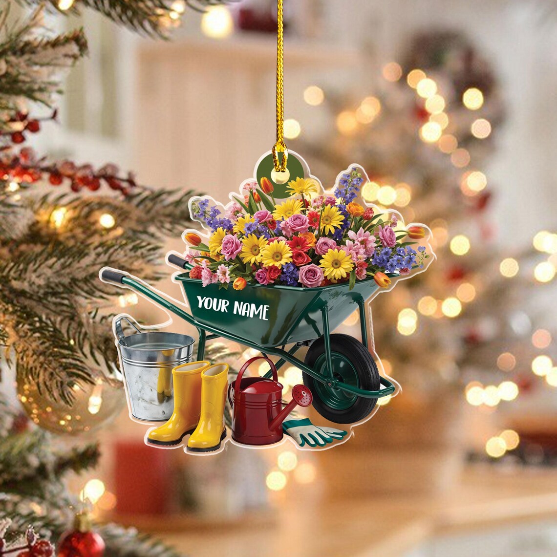 Custom Gardener Wheelbarrow Ornament, Personalized Name Garden Tool ...