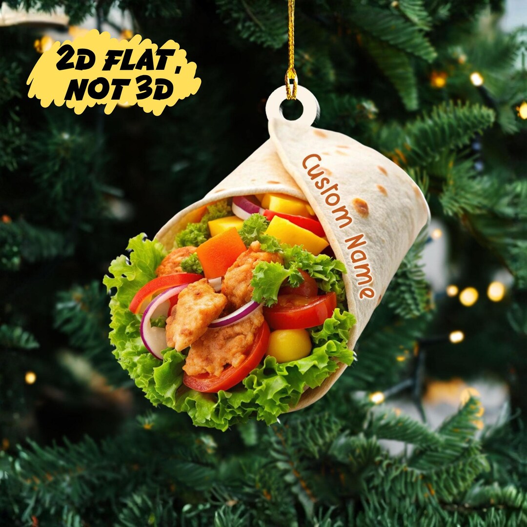 Custom Burrito Christmas Ornament: Mexican Food Lover Gift, 2D Flat ...