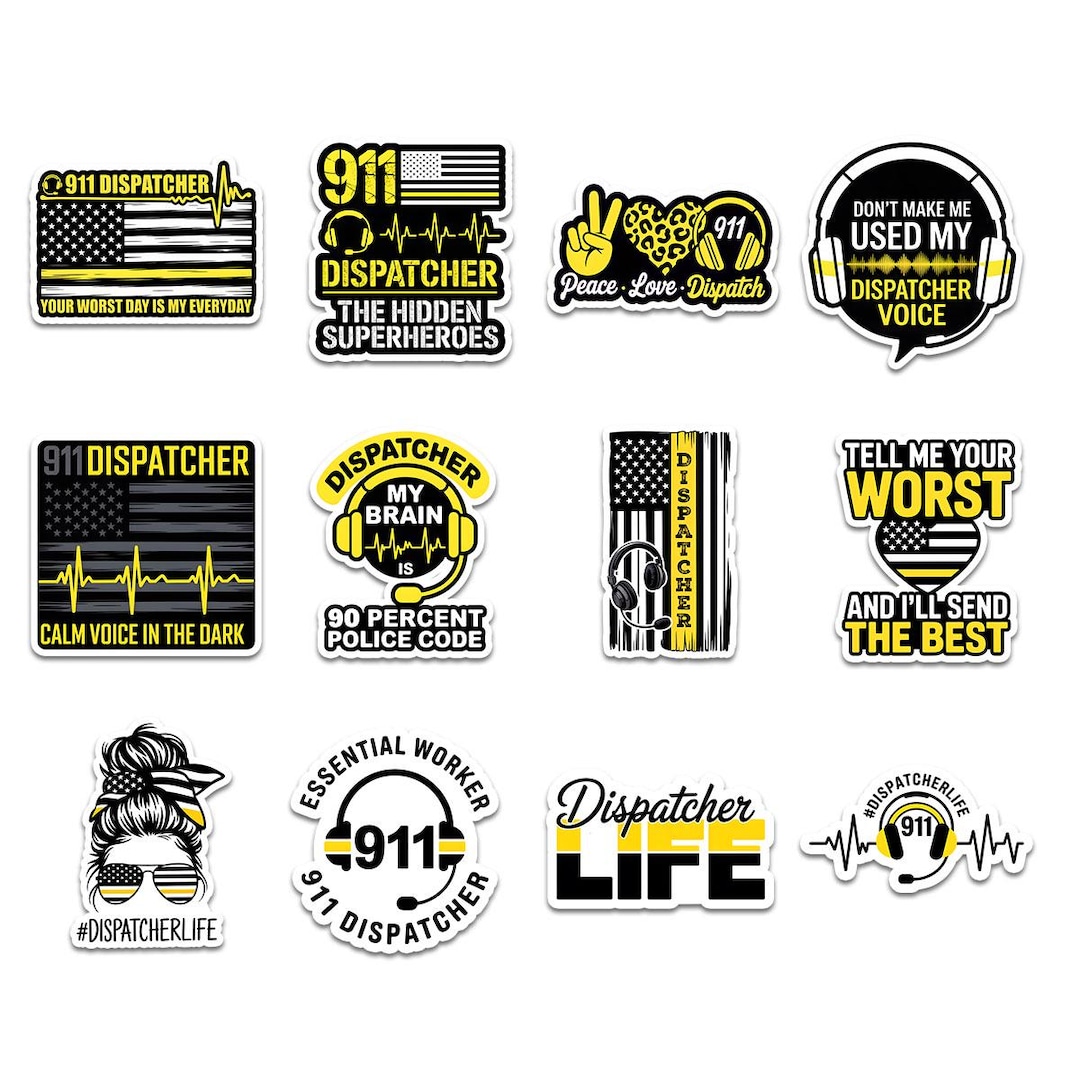 12pcs 911 Dispatcher Sticker Pack - Water Resistant Vinyl Stickers - Etsy