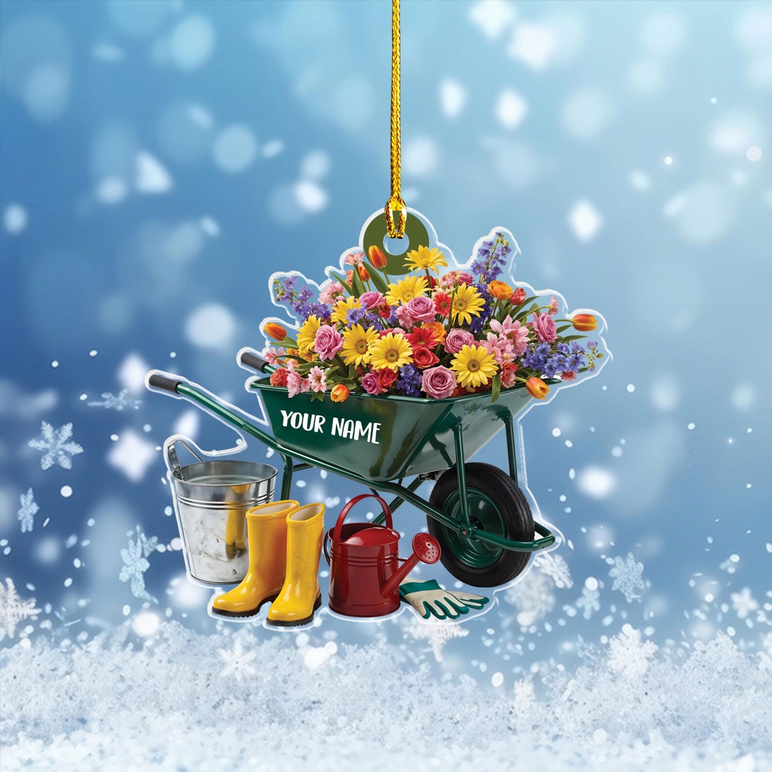 Custom Gardener Wheelbarrow Ornament, Personalized Name Garden Tool ...