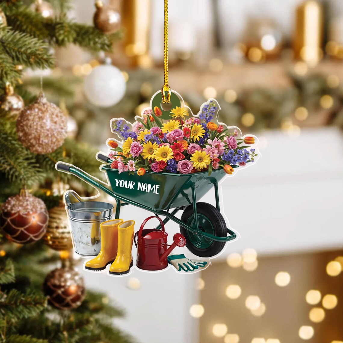 Custom Gardener Wheelbarrow Ornament, Personalized Name Garden Tool ...