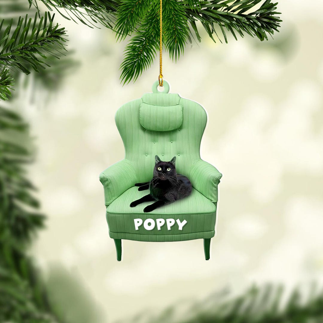 2D Flat Black Cat Christmas Ornament, Cat on Sofa Ornament, Funny Cat ...