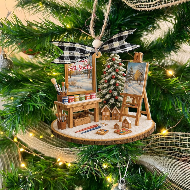 Personalized Art Ornament: Art Studio Xmas Decoration, 2D Acrylic ...