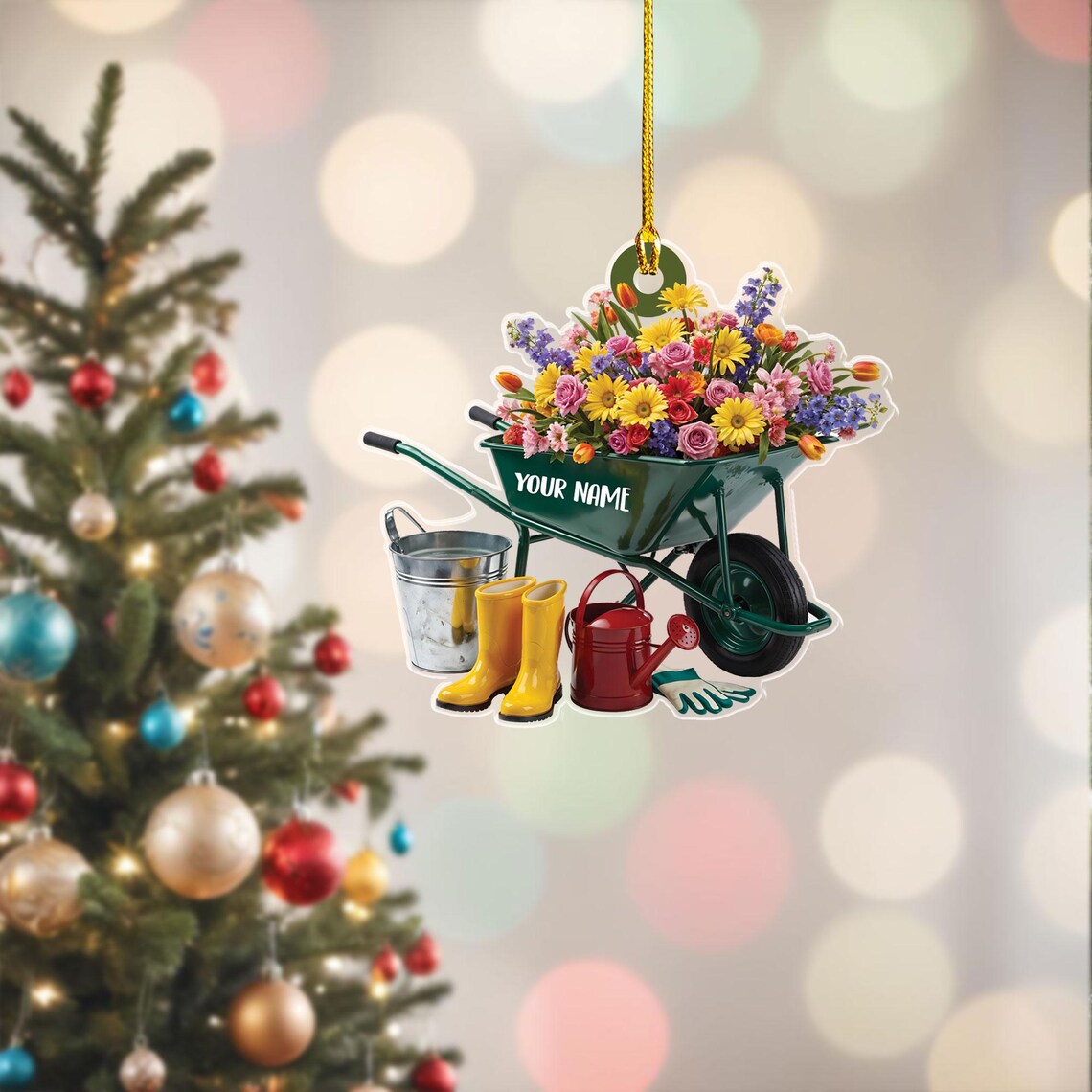 Custom Gardener Wheelbarrow Ornament, Personalized Name Garden Tool ...
