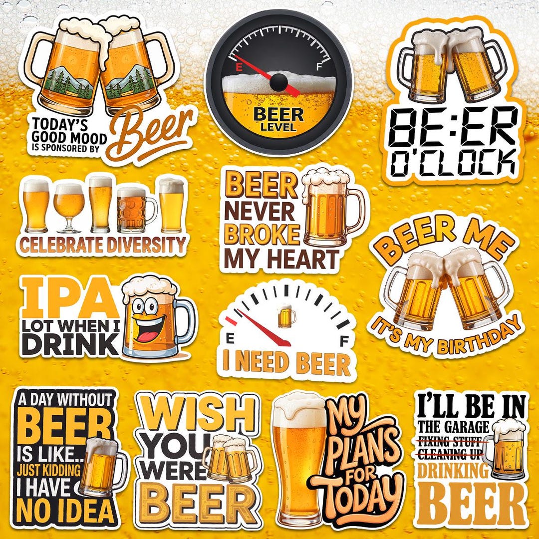 12pcs Beer Sticker Pack, Beer Never Broke My Heart, Beer Lover Gift ...