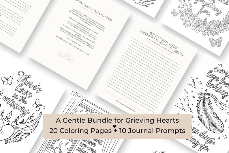 Grief Support Bundle | 20 Coloring Pages + 10 Journal Prompts ...