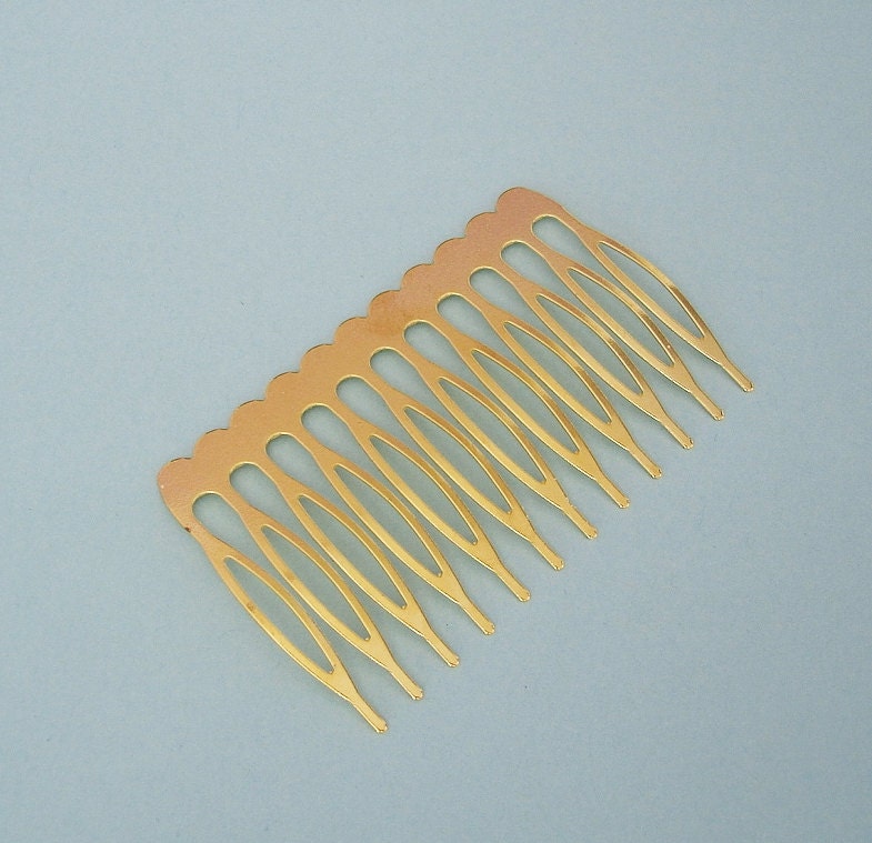 Hair Comb Bright Gold Plated Hair Accessories DIY Wedding - Etsy