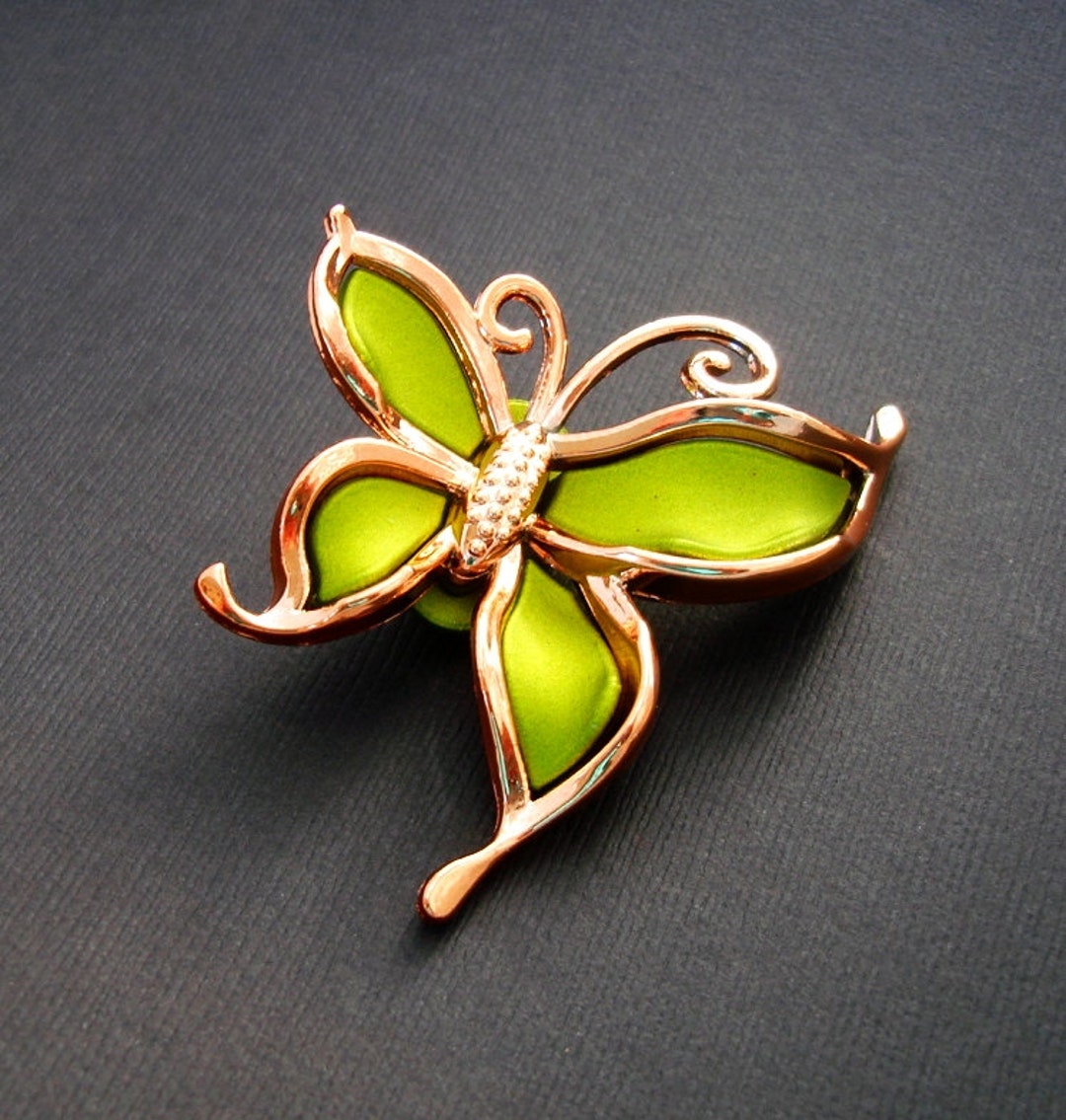 5-acrylic Butterfly Link Pendant Rubberized Olivedrab and Gold - Etsy