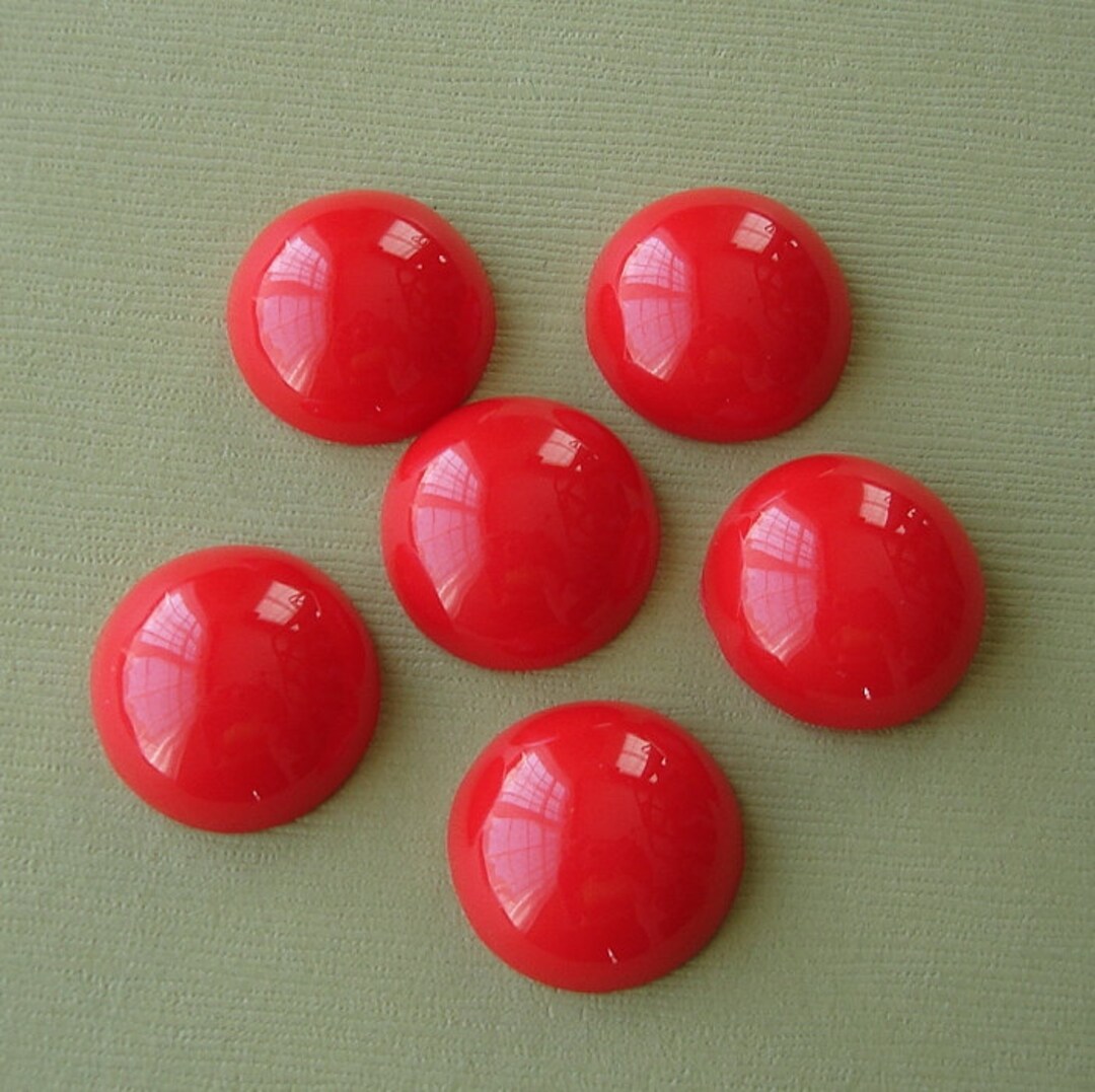 6-vintage Style Opaque Red Acrylic Round Cabochon 20mm. - Etsy