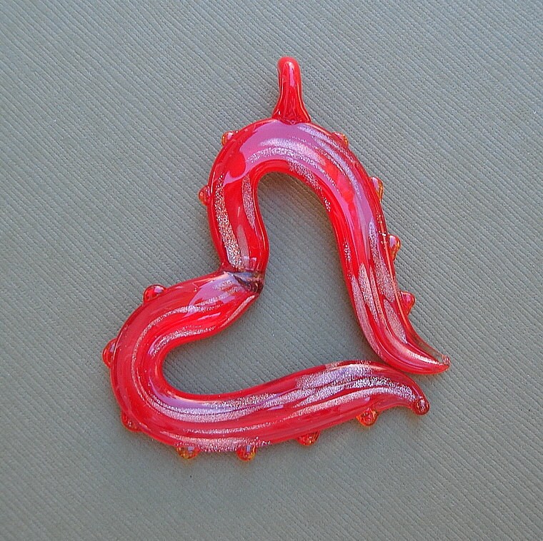 Glass Pendant Open Heart 60x50x5mm - Etsy