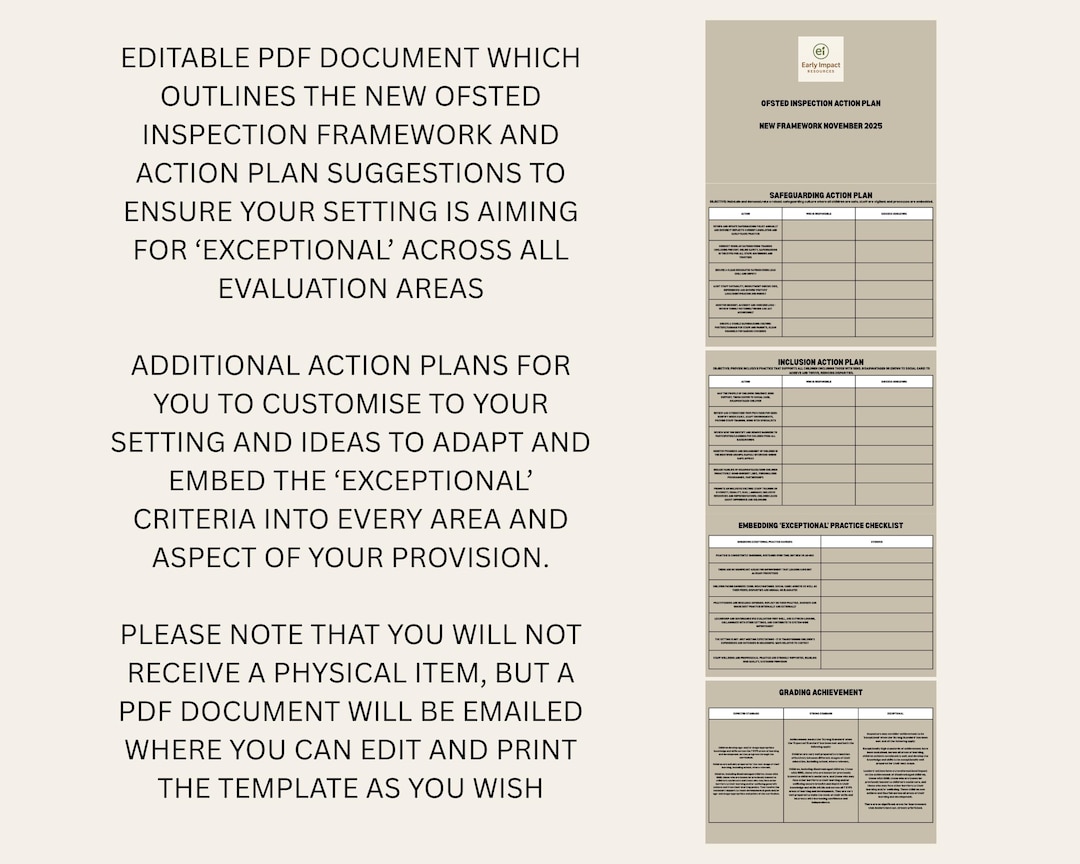 Ofsted Inspection Action Plan & Self-evaluation Template | Early Years ...