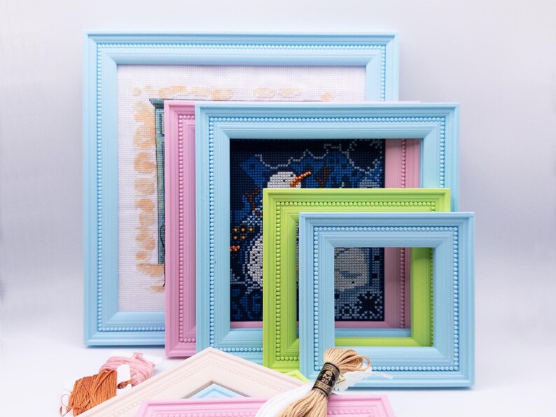 Magnetic Cross Stitch Frame: Pastel Needlework Display With Stand - Etsy