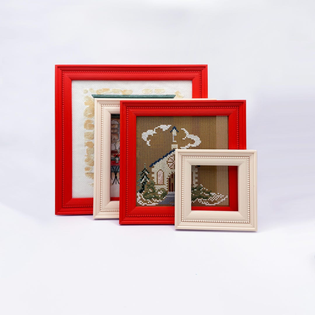 Magnetic Cross Stitch Frame: Red Needlework Display With Stand - Etsy