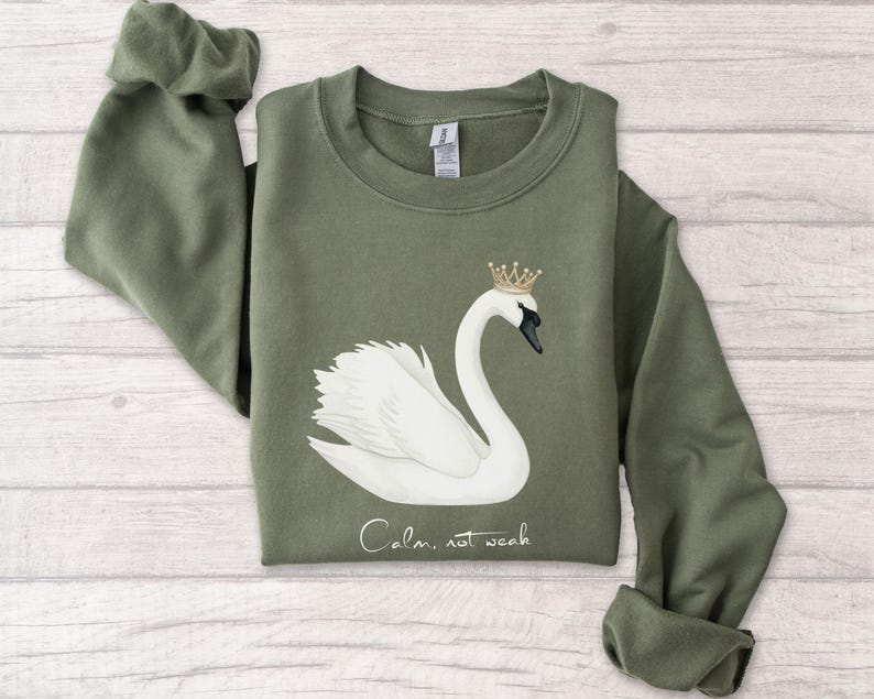 Calm Not Weak Swan Sweatshirt • Aesthetic Mental Health Crewneck ...