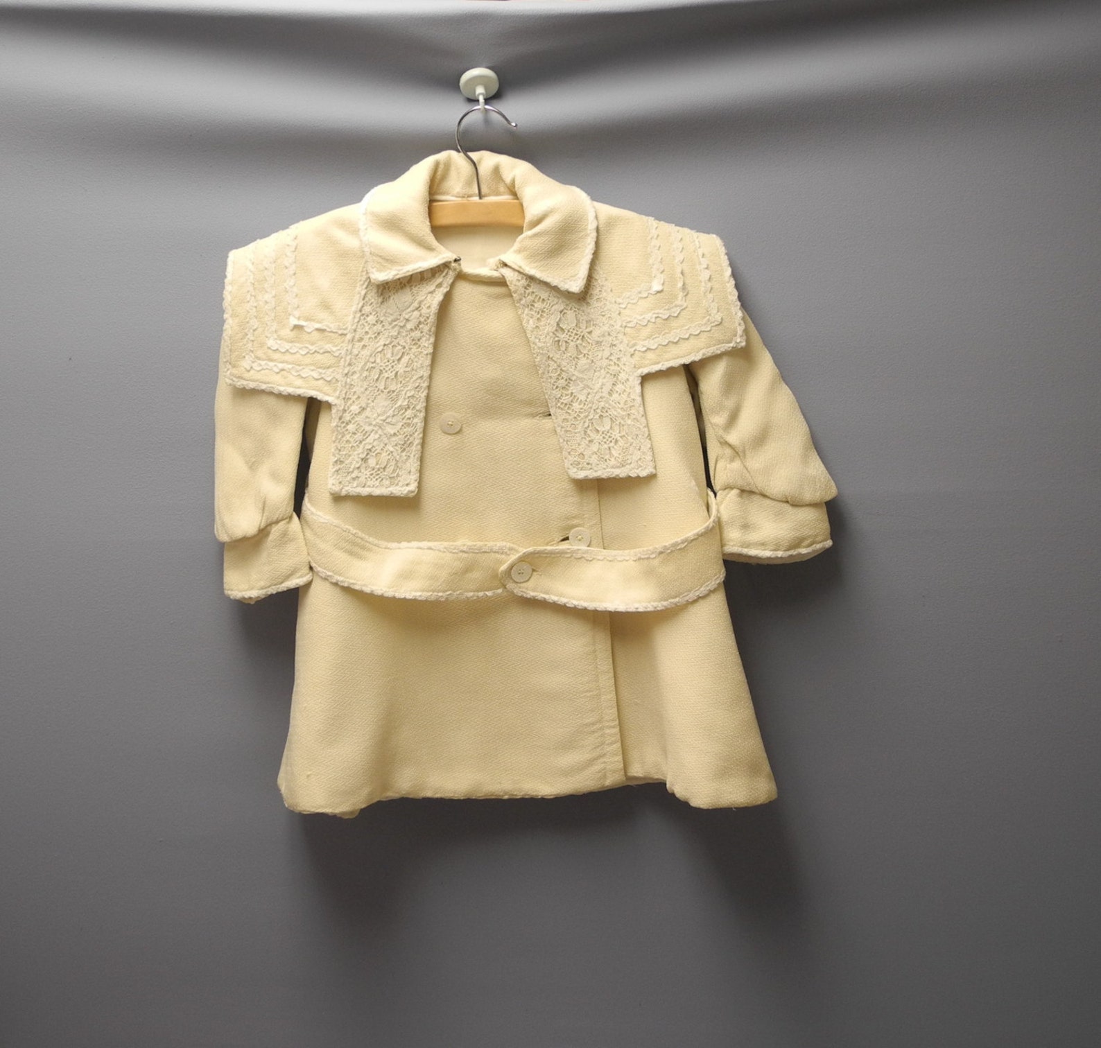 Vintage Baby Clothes | 1900 Handmade Cream Wool Double Breasted Baby ...