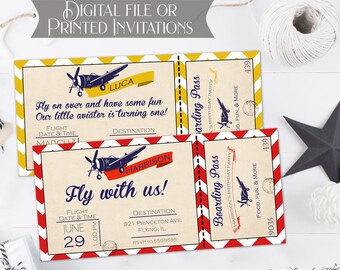 Plane Birthday Photo Invitation Aviator Chalkboard Photo - Etsy