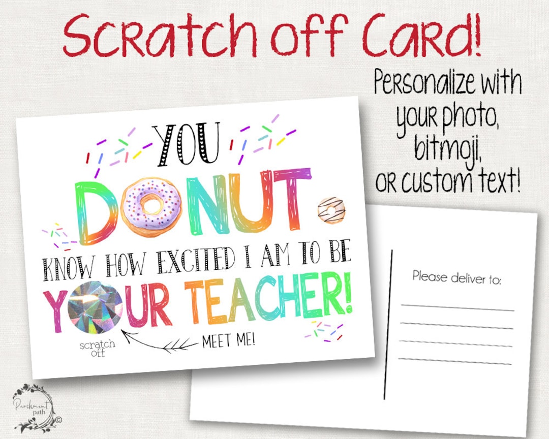 Scratch off Postcard - Donut Postcard for Students or Kids - Note From ...