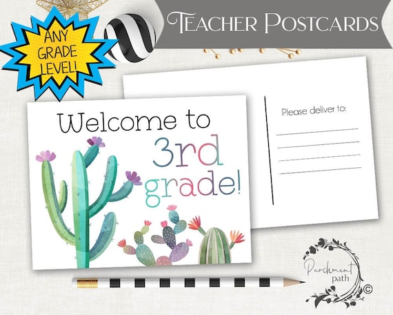 Welcome Back to School Cactus Postcard for Students Note | Etsy