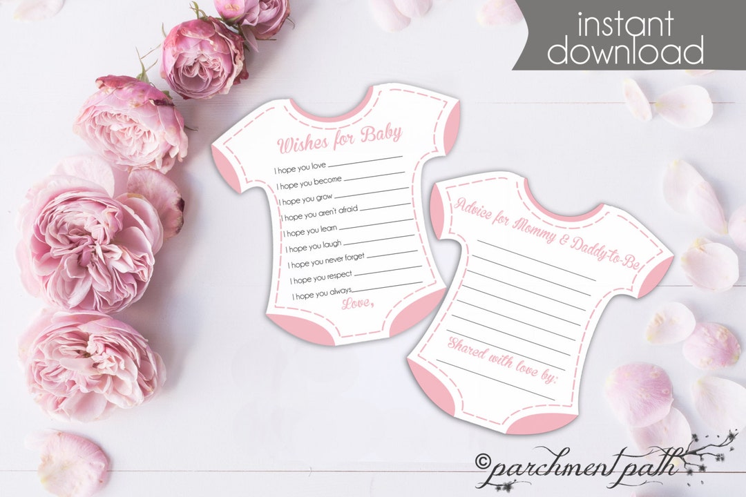 Baby Shower Game Baby Girl Wishes Shower Keepsake and Advice - Etsy