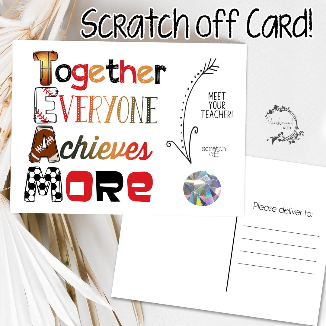 Scratch off Postcard - Team Welcome Postcard for Students or Kids ...