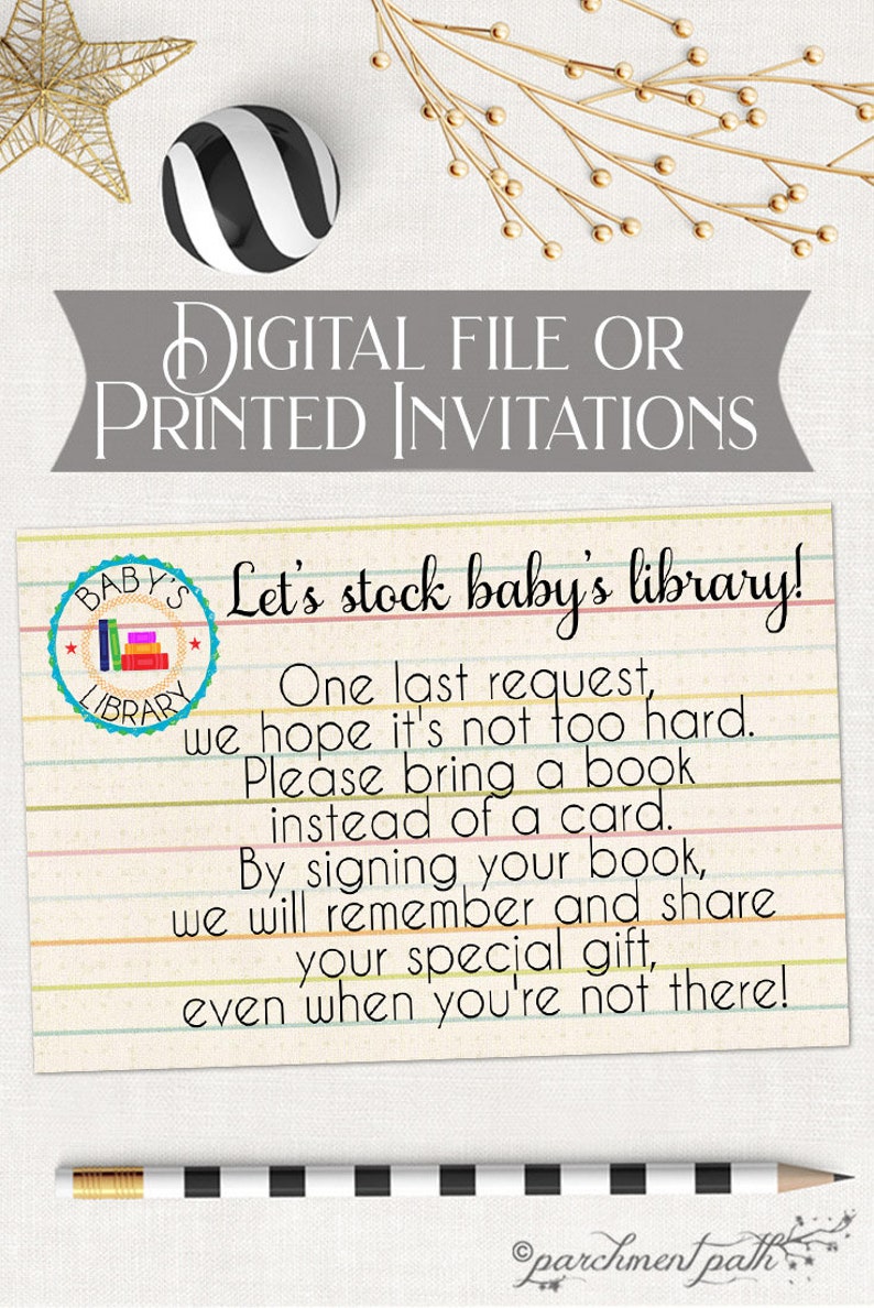 Bring a Book Insert Card - Library Baby Shower - Instant Download ...