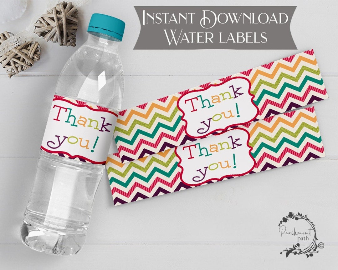 Thank You Water Bottle Labels - Instant Download - Teacher Appreciation ...