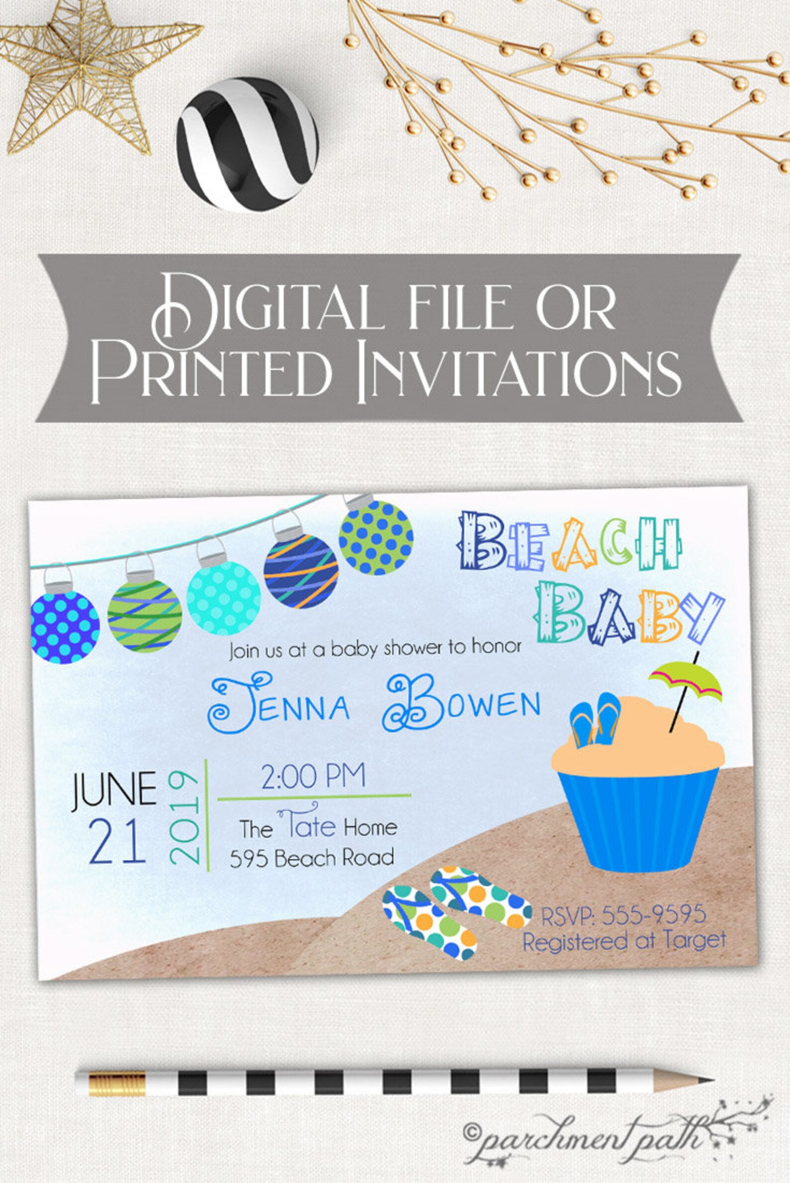 Beach Baby Shower Invitation Summer Baby Shower Boy Baby - Etsy