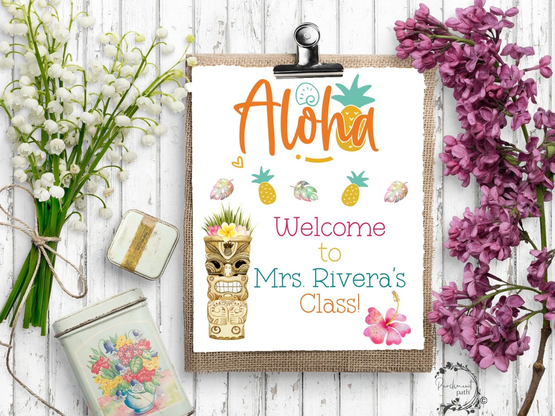 Teacher Sign Printable Aloha Classroom Sign School Decor Welcome to My ...