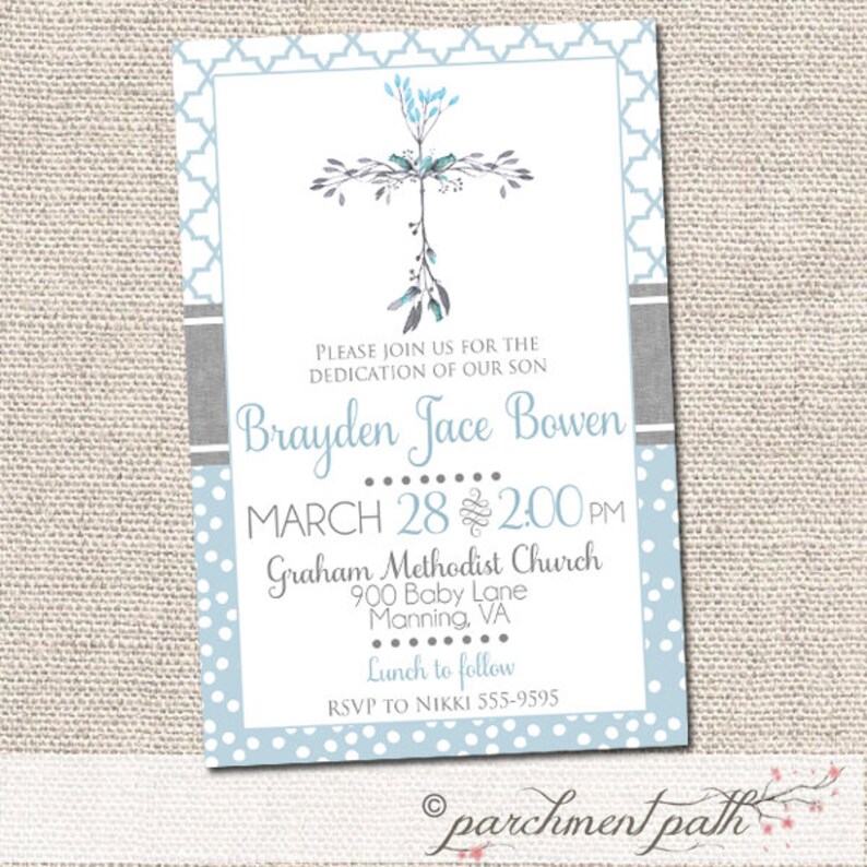 Baby Dedication Invitation Baby Baptism Invitation Boy - Etsy
