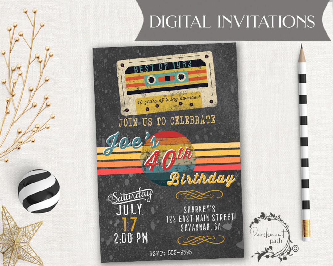 Retro Birthday Invitation - 80s Birthday Party - 30th, 40th, 50th, 60th ...