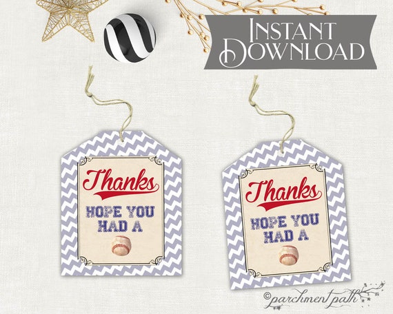 Baseball Favor Tags - Printable Favor Tags - Baseball Team - Baseball ...