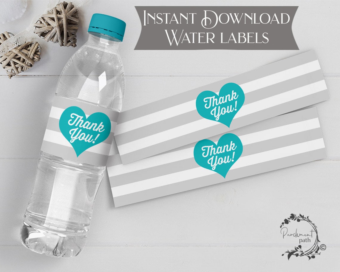 Thank You Water Bottle Labels Instant Download Teacher - Etsy