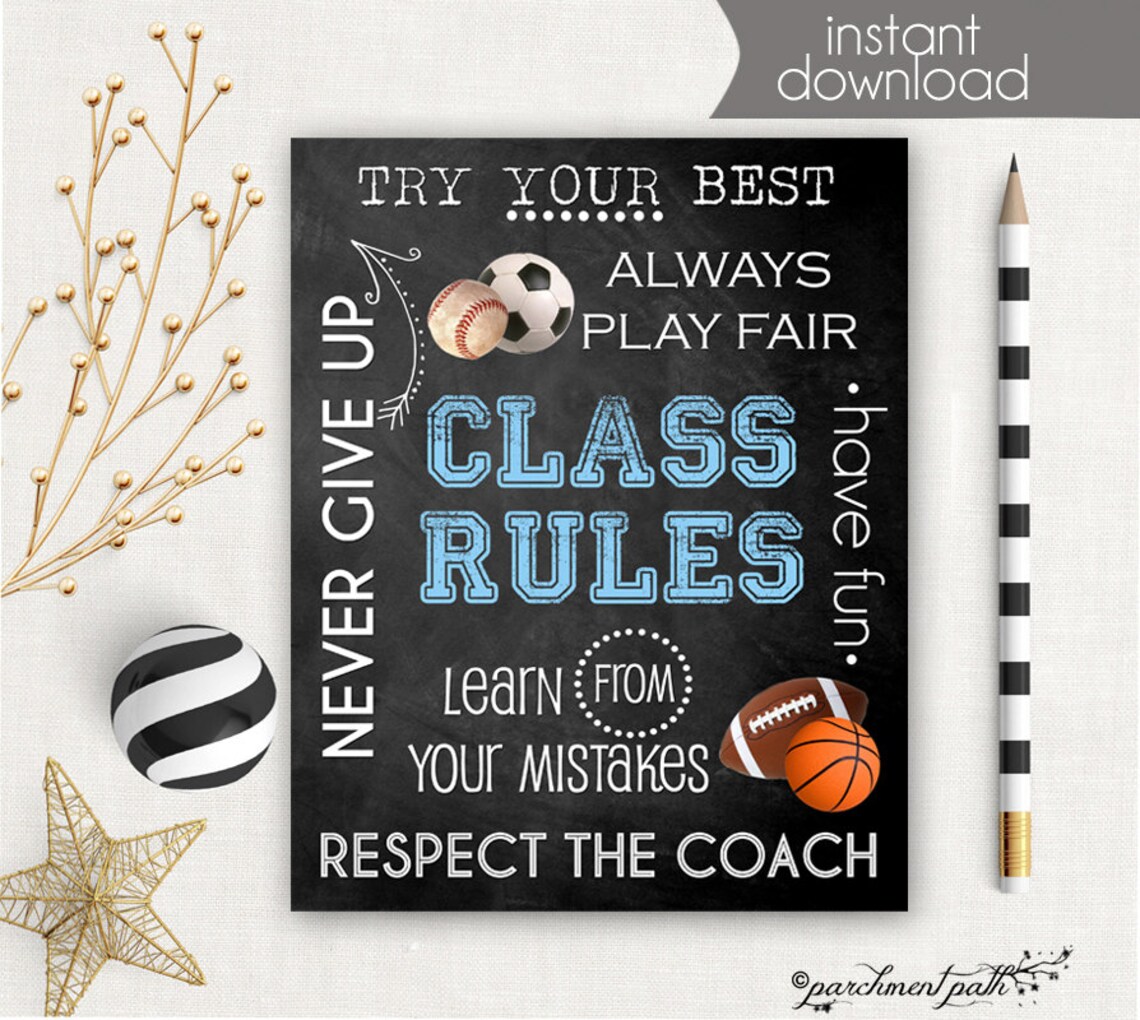 Class Rules Classroom Printable Sports Rules Art Print - Etsy