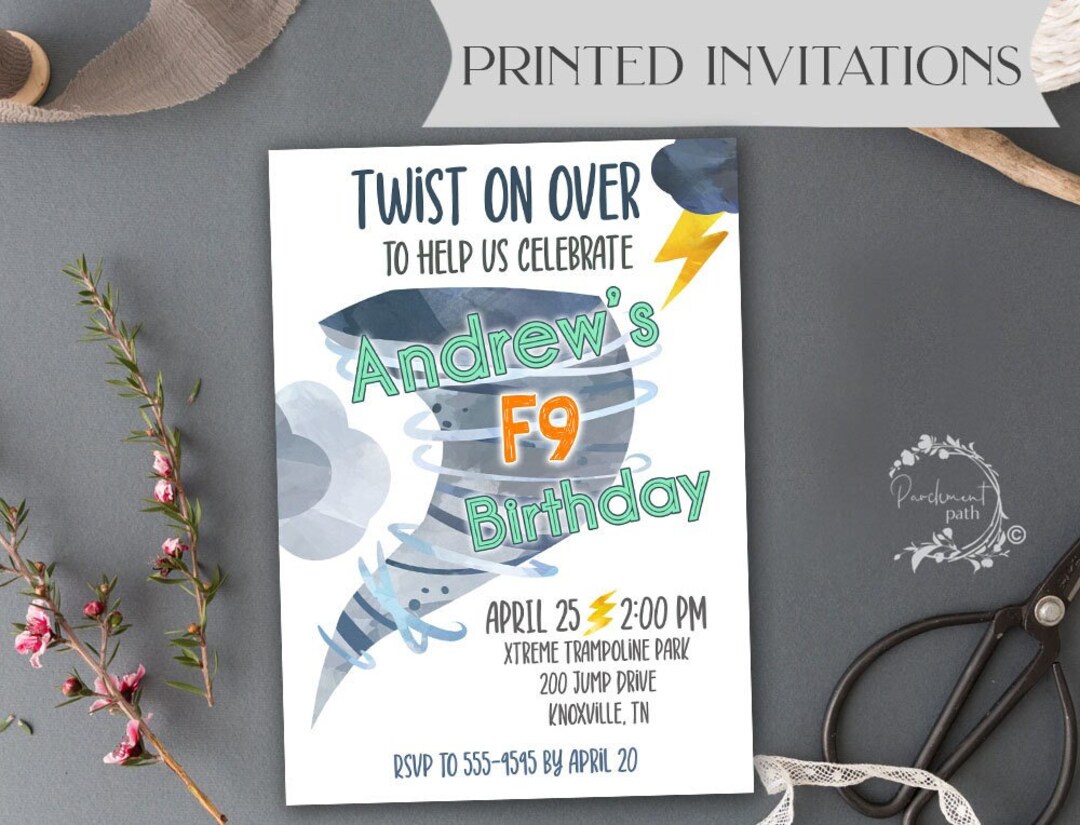 Tornado Birthday Invitation - Storm Birthday - Printed Invitations - Etsy