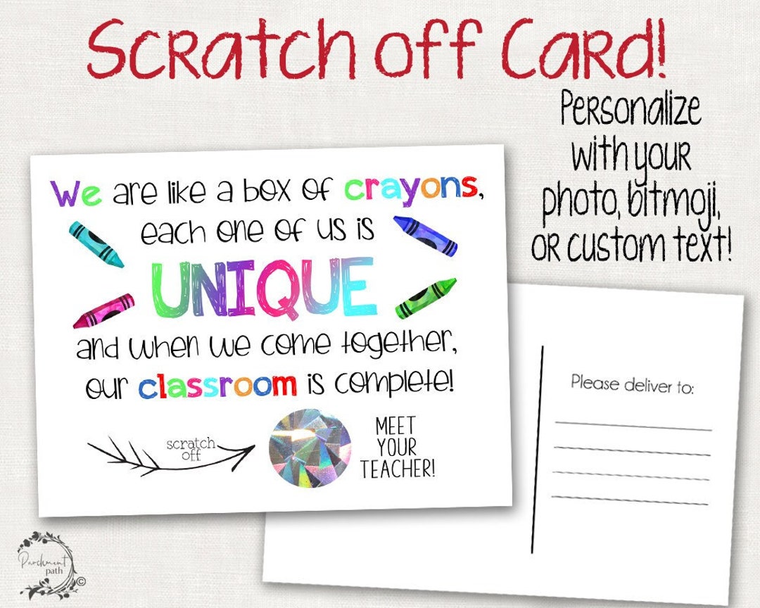 Scratch off Postcard - Crayon Box Postcard for Students or Kids - Note ...