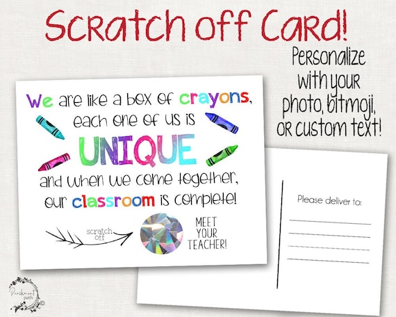 Scratch Off Postcard - Crayon Box Postcard for Students or Kids - Note ...