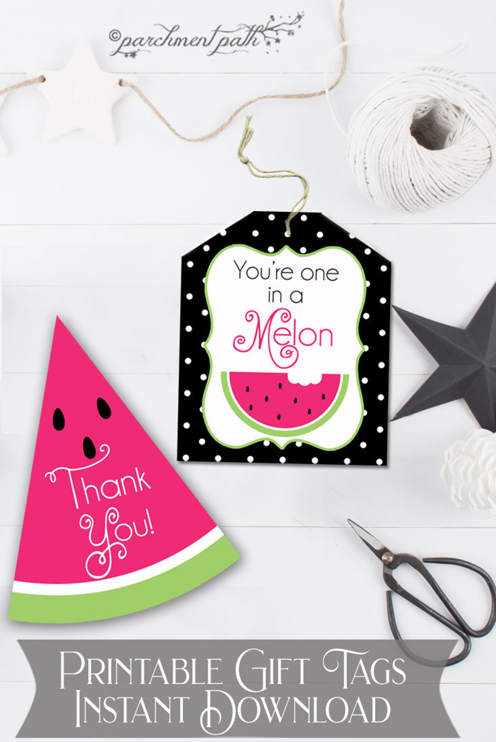 Thank You Gift You're One in a Melon Printable Gift Tags - Etsy