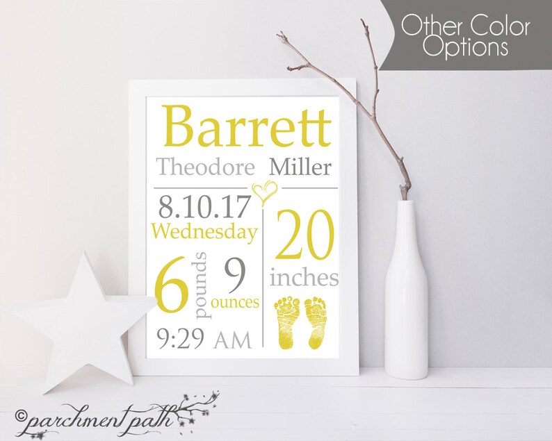 Nursery Art Baby Stats Personalized Art Birth Announcement | Etsy