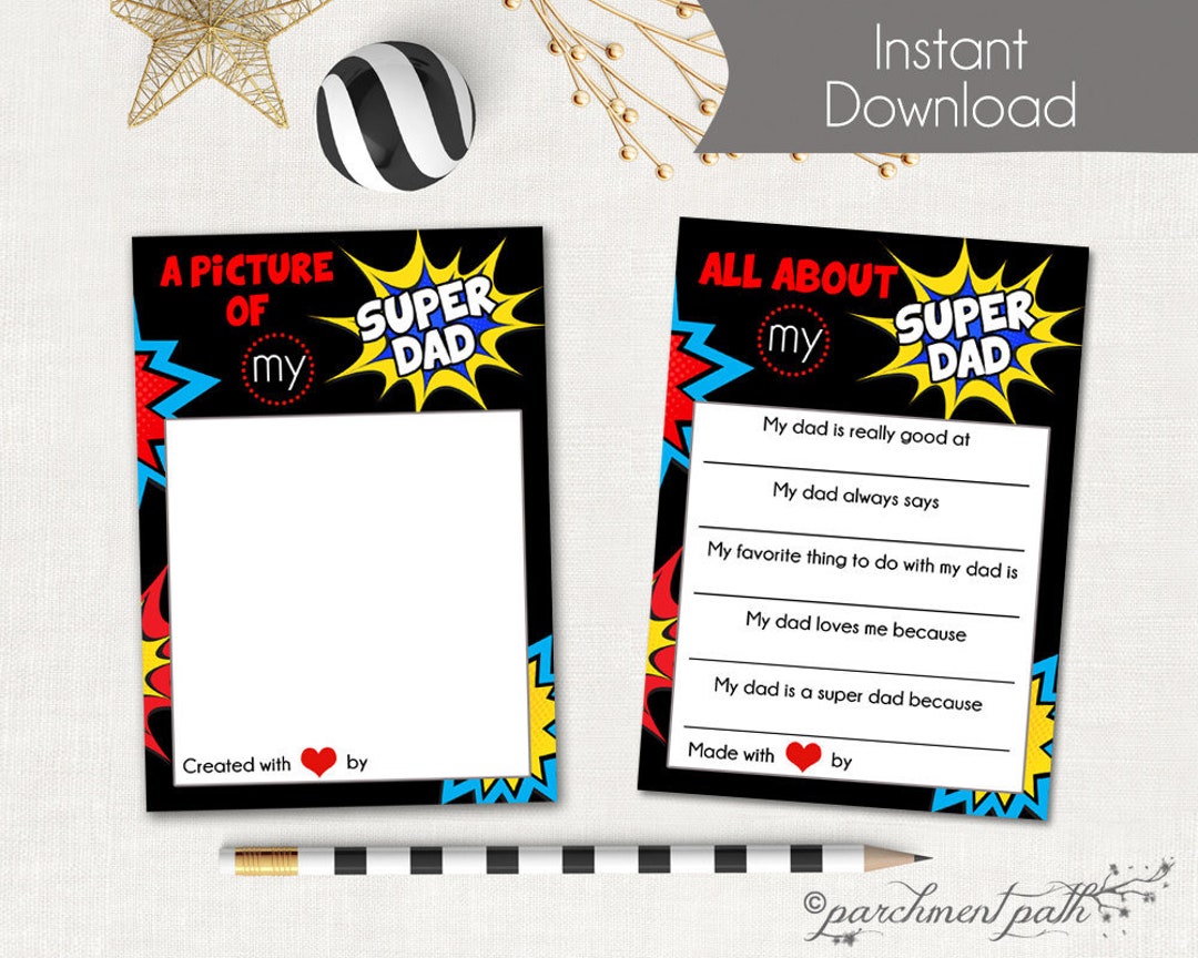 All About My Super Dad Set - Printable - Dad Gift - Christmas or Father ...