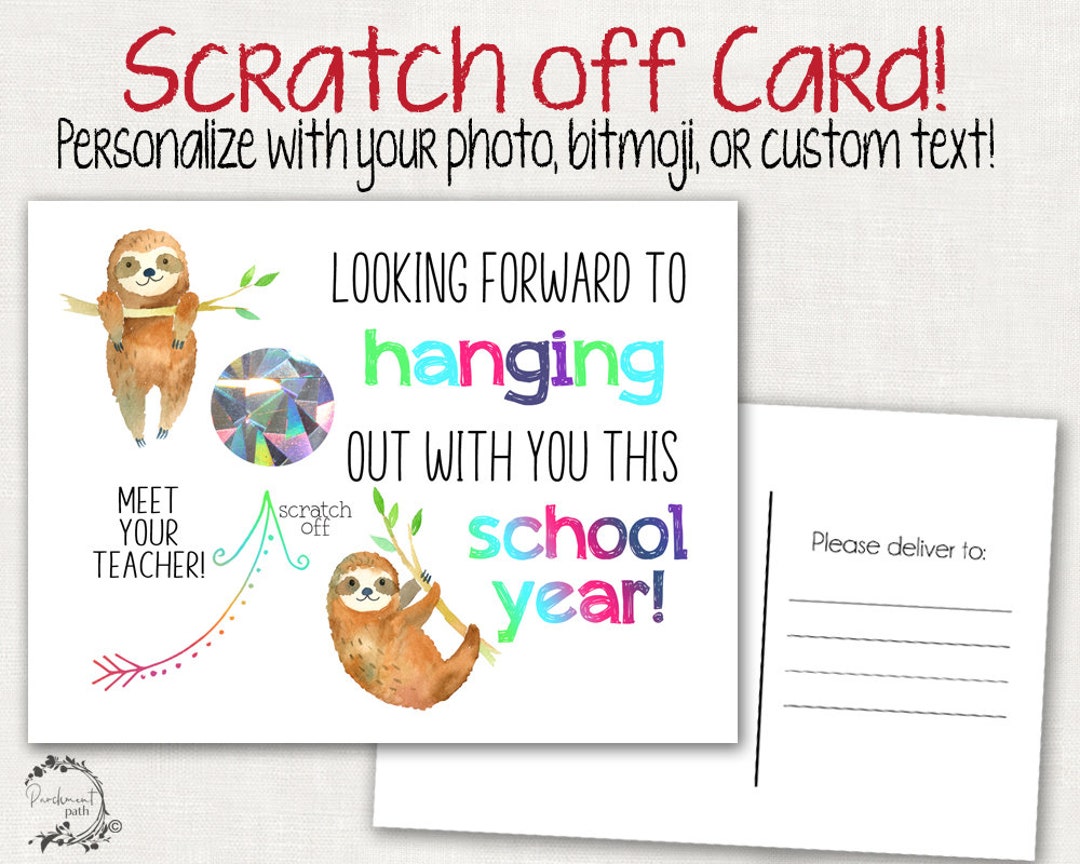 Scratch off Postcard - Sloth Postcard for Students or Kids - Note From ...